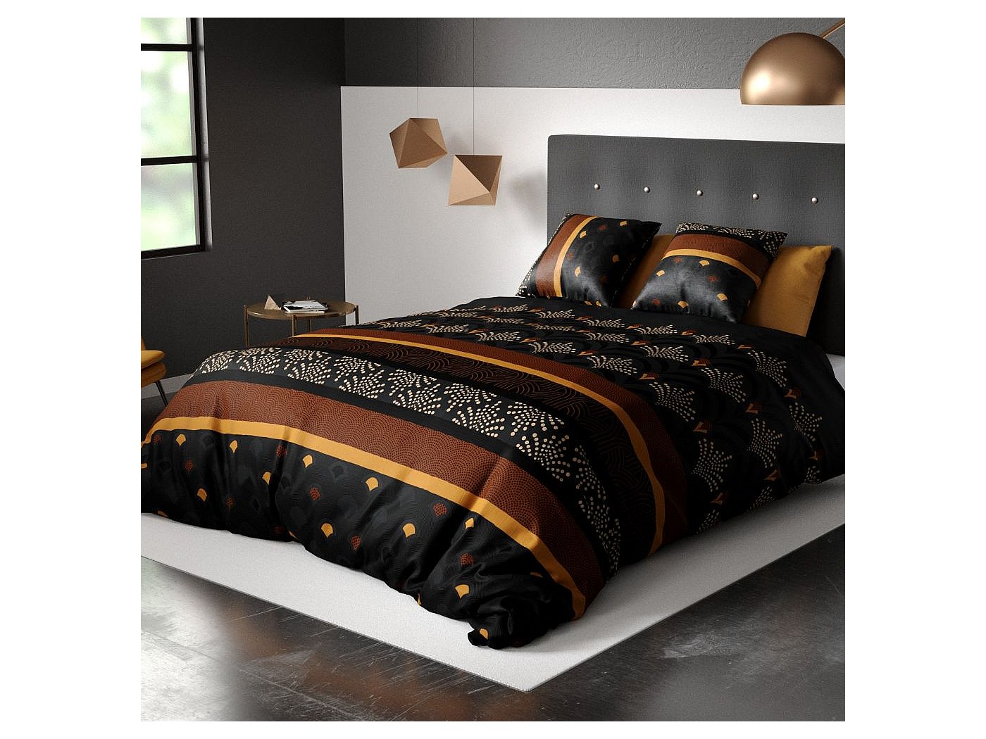 Parure de drap 240x300 4 pièces Coton Phenix Noir