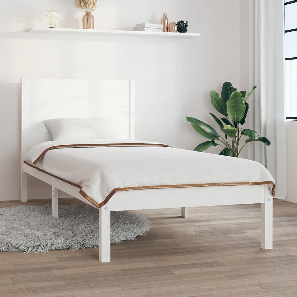 Letto singolo Bianco in Legno Massello 90x190 cm Single CFW202506