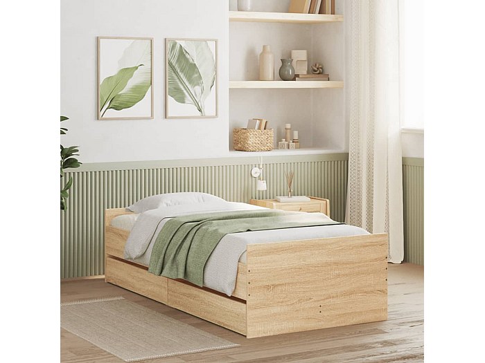 Letto singolo con Cassetti Rovere Sonoma 100x200 cm CFW615714