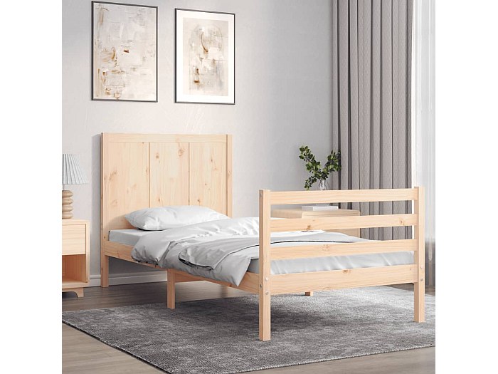 Letto singolo con Testiera 100x200 cm in Legno Massello CFW703527