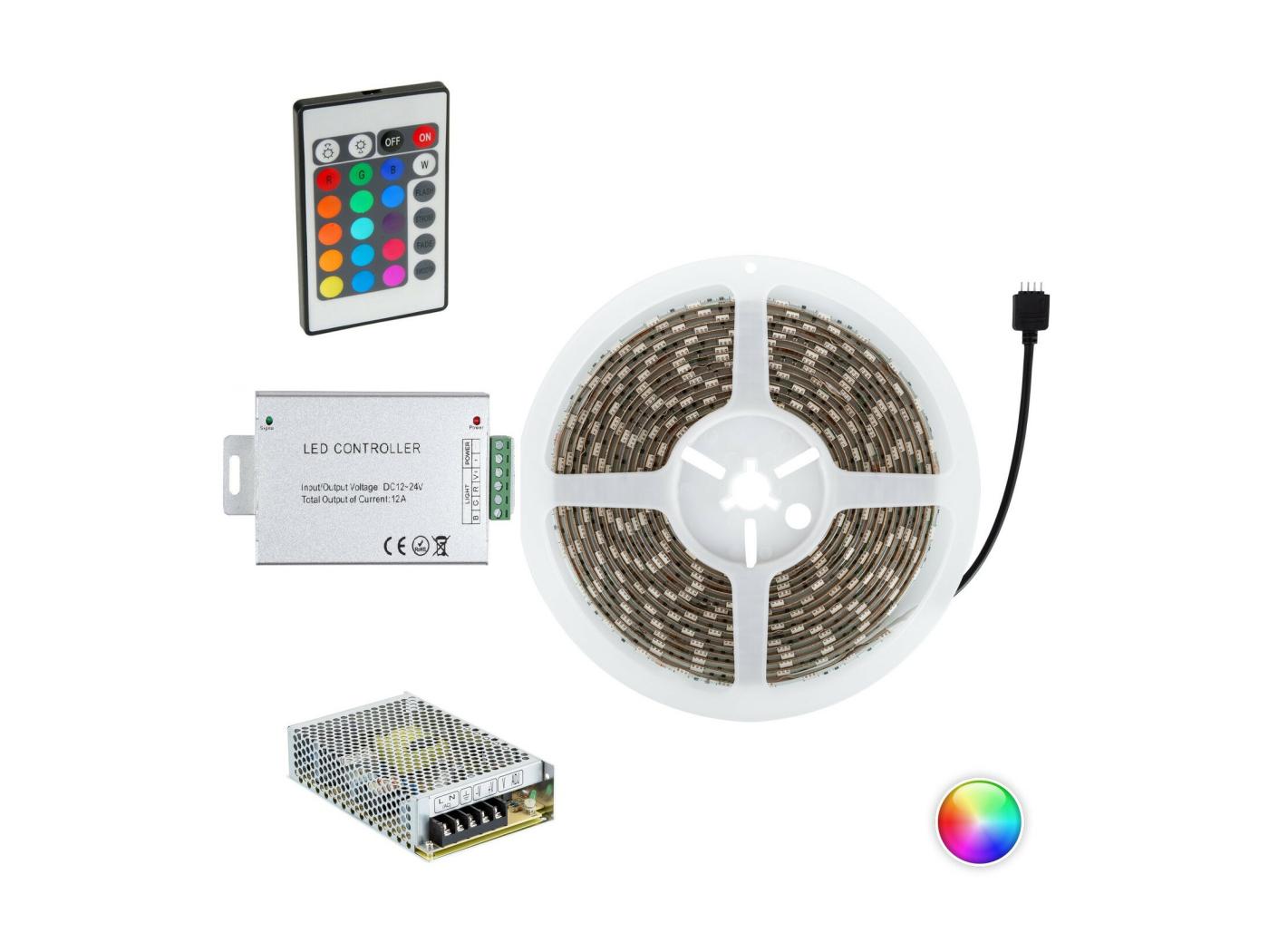 Ledkia Kit Ruban Led 24v Dc 60led M Rgb 5m Ip65 Largeur 10mm Coupe Tous