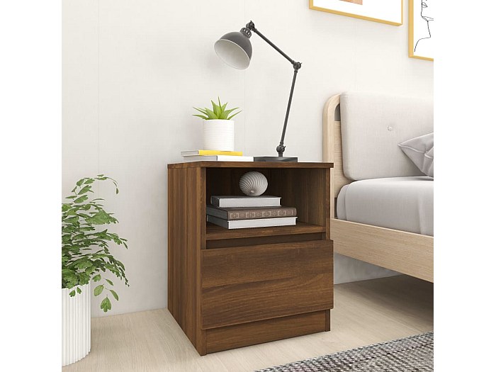 2 pz Comodini Rovere Marrone 40x40x50 cm in Legno Multistrato CFW223656