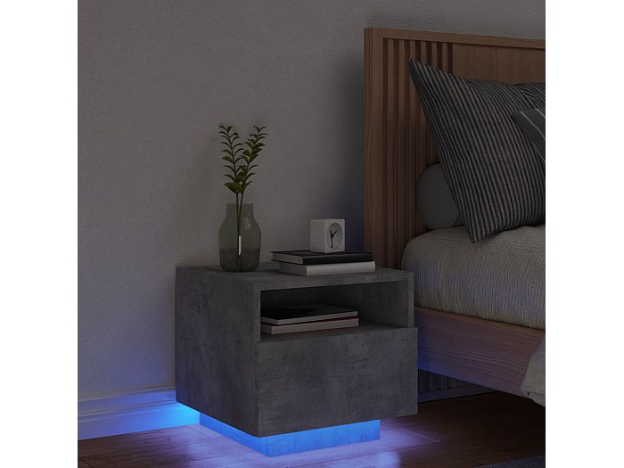 Comodino con Luci LED Grigio Cemento 40x39x37 cm CFW674628