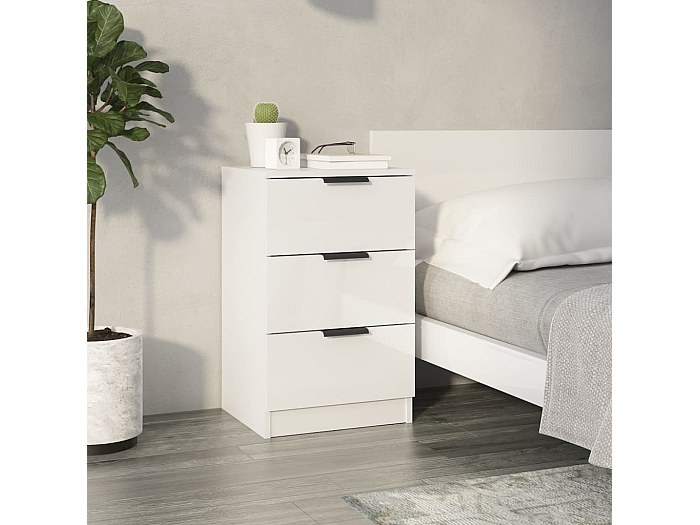 Comodino Bianco Lucido 40x36x65 cm CFW896425