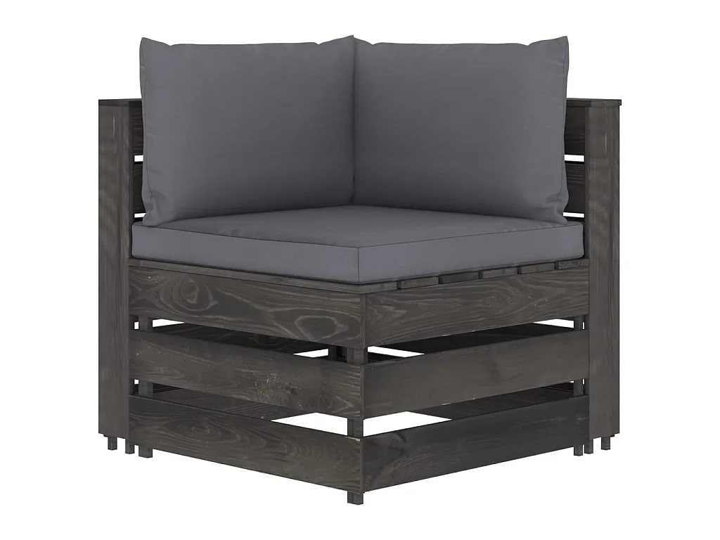 Divano Angolare Modulare con Cuscini in Legno Impregnato Grigio CFW484676