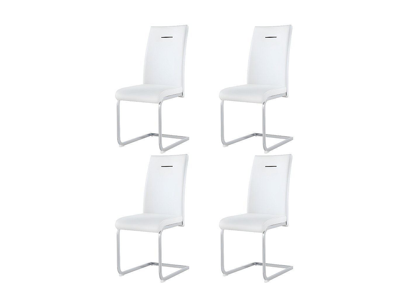 Set di 4 sedie cantilever - struttura in metallo cromato - rivestimento in similpelle - stile ...