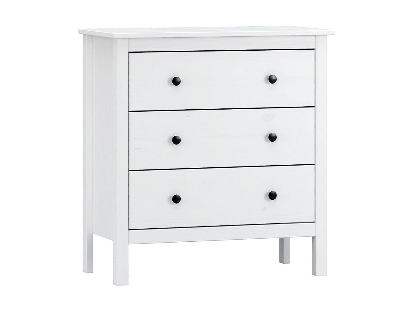 Commode, meuble de rangement avec 3 tiroirs coloris blanc - L. 76 x P ...