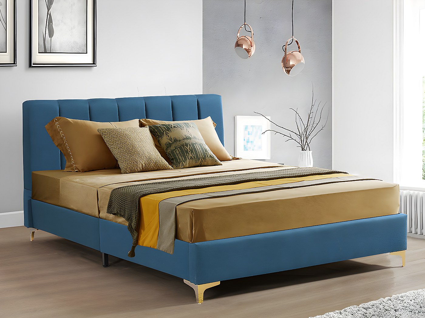 Cama Classic con Oferta de Colchón (Azul)(190 x 140 cm)