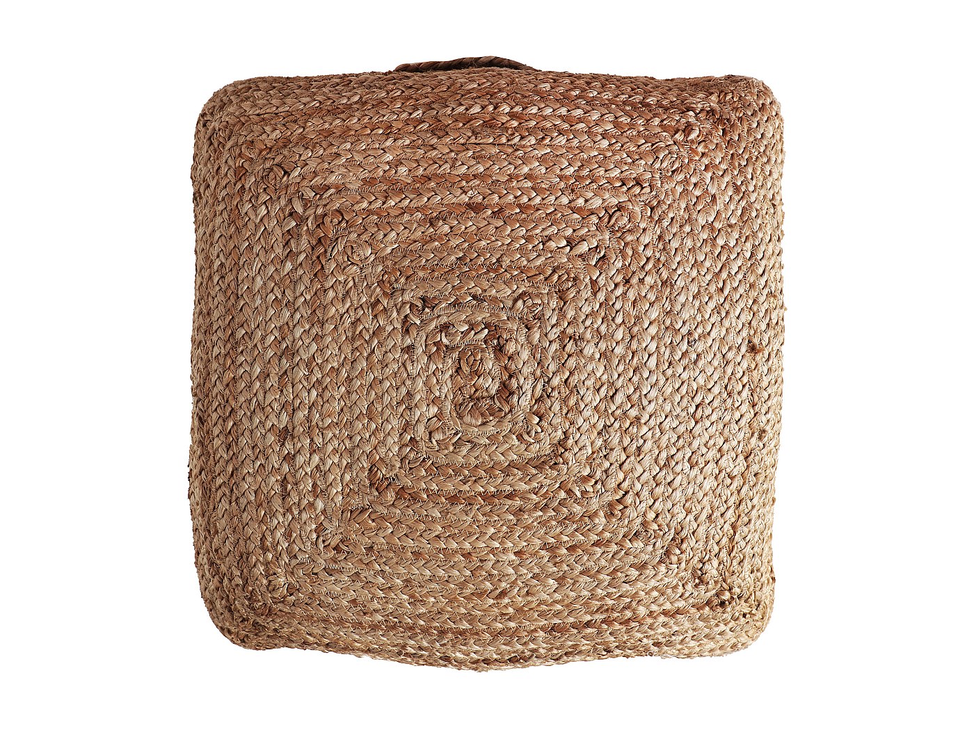 Puff en Jute, de couleur Marron, 48x48x15 cm