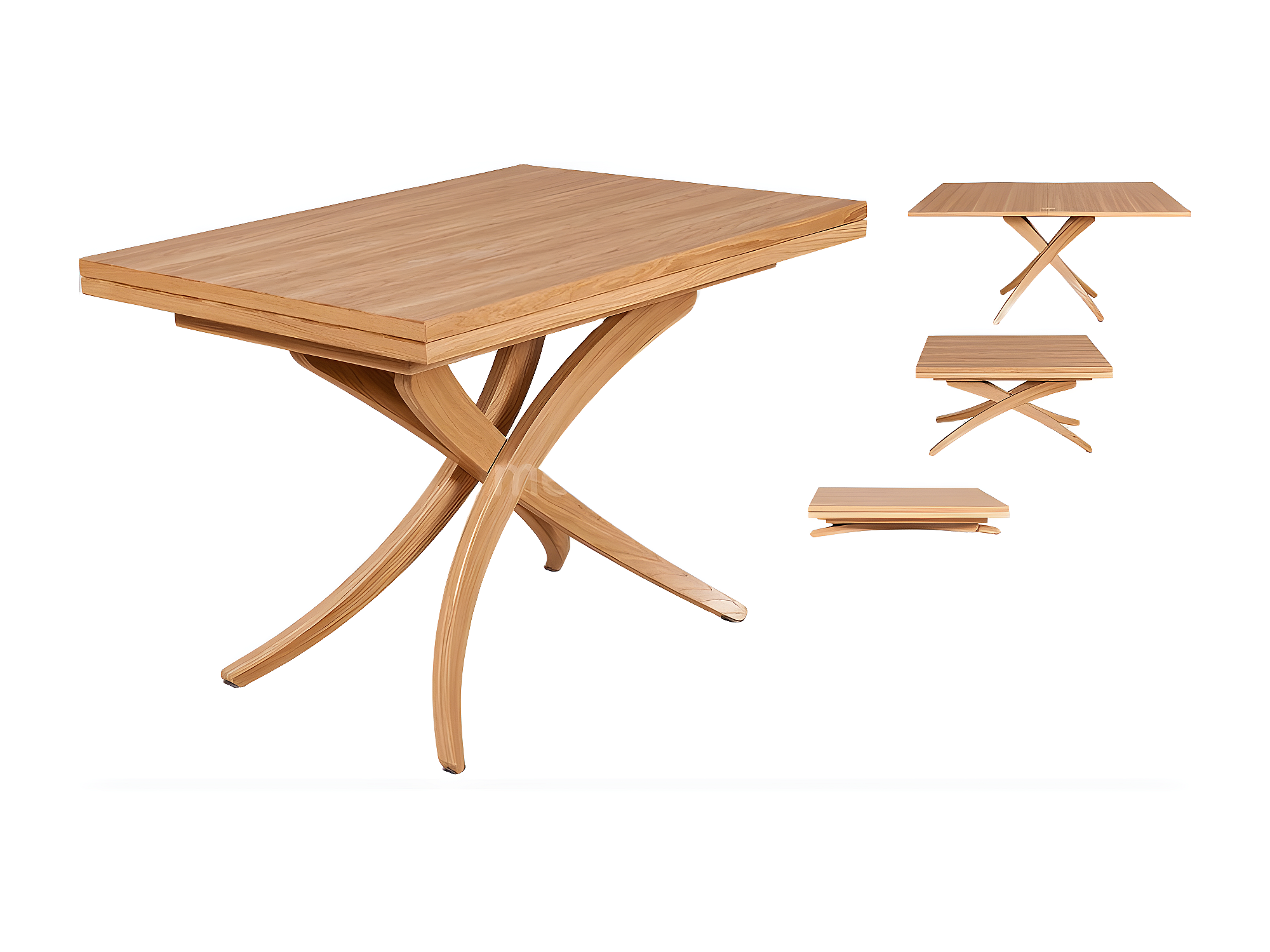 Table extensible - 70-150x100 cm - couleur naturelle - SPIDER 3en1