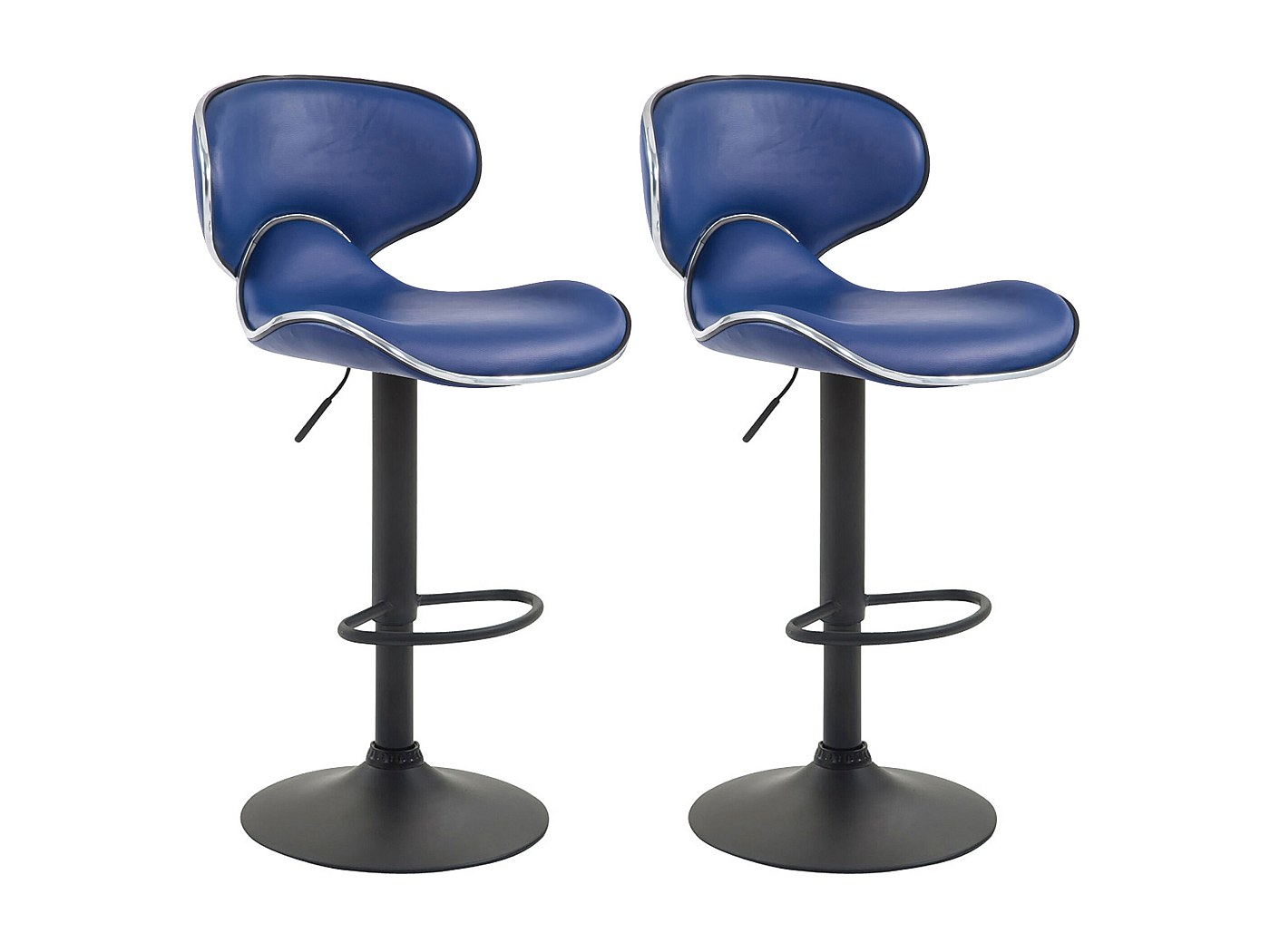2er Set Barhocker - Kunstleder & schwarz - blau - Las Vegas v2