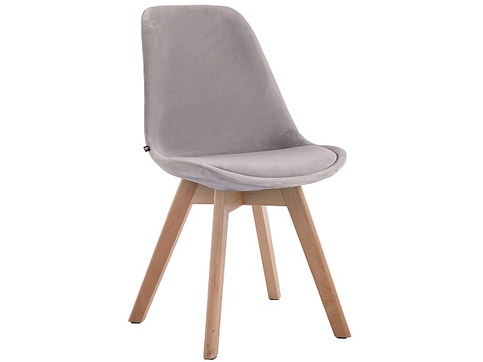 Esszimmerstuhl - Samt & Holz - grau - Borneo