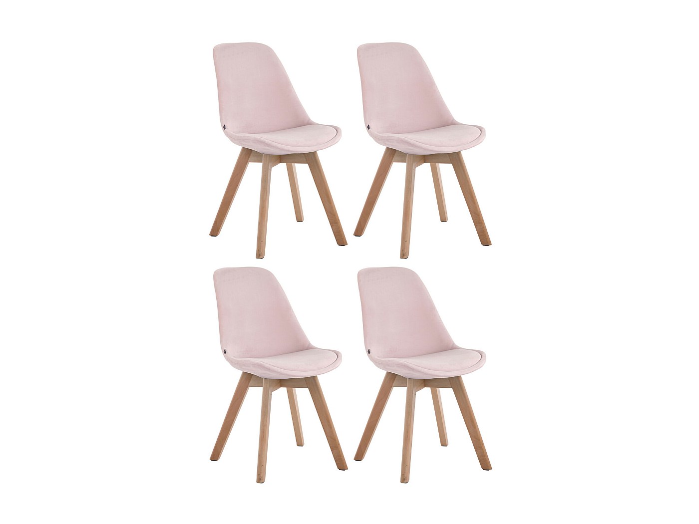 Lot de 4 chaise salle à manger - Velours & Bois - Rose - Borneo V2