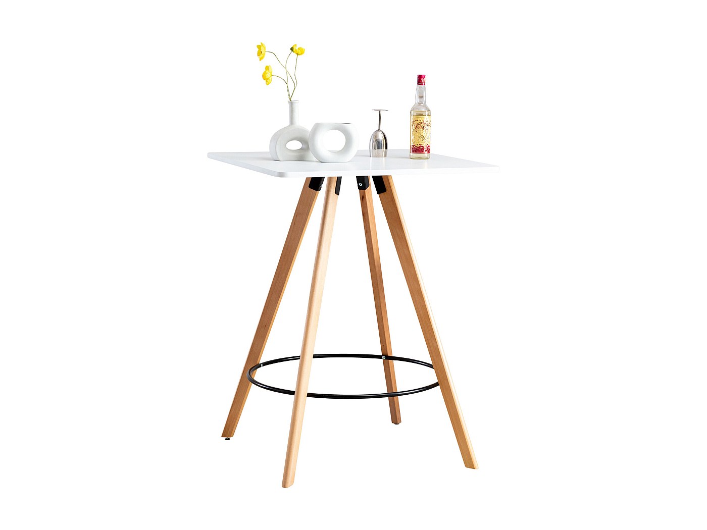 Ronde statafel - eckig - Hout - 80 x 80cm - wit - Nerja