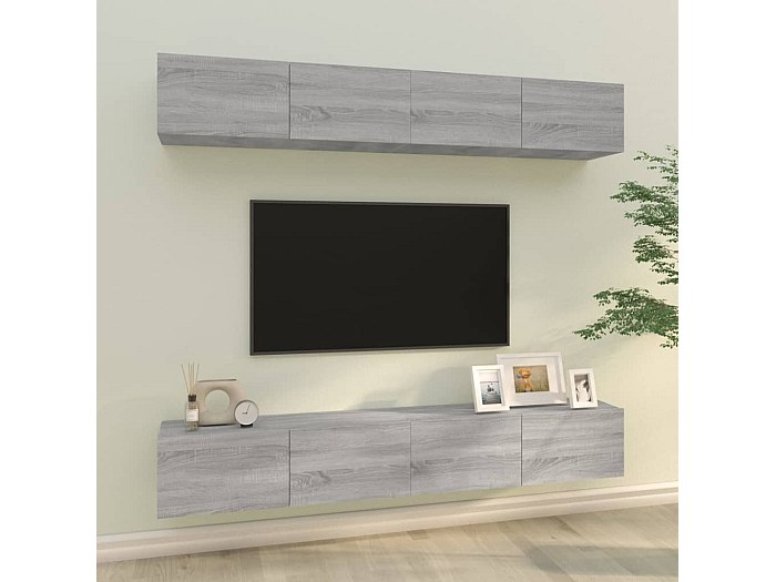 Wand TV-meubels 4 stuks Sonoma grijs 100x30x30 cm