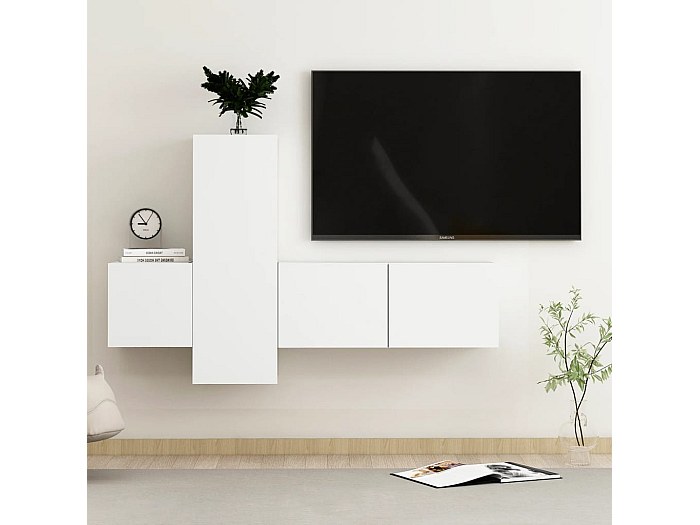 Set mobili TV 3 pezzi in truciolare bianco