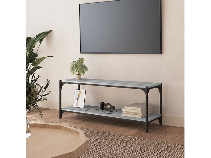 Mobile TV Sonoma grigio 100x33x41 cm MDF e acciaio
