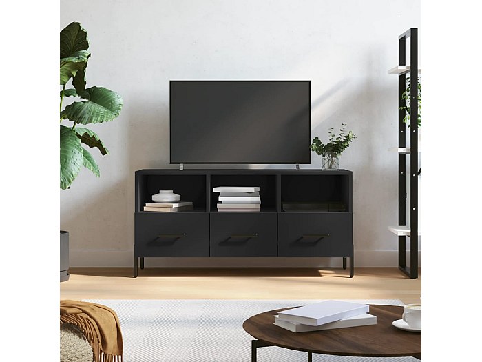 Mueble TV negro 102x36x50 cm de madera contrachapada