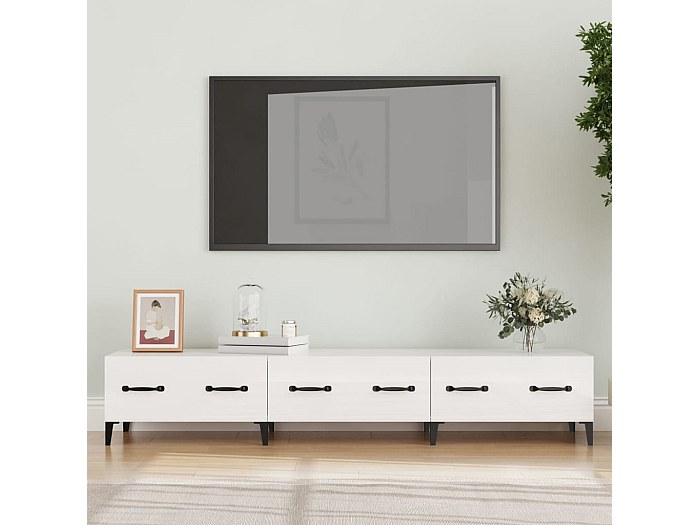 Meuble TV Blanc brillant 150x34,5x30 cm Bois d'ingénierie