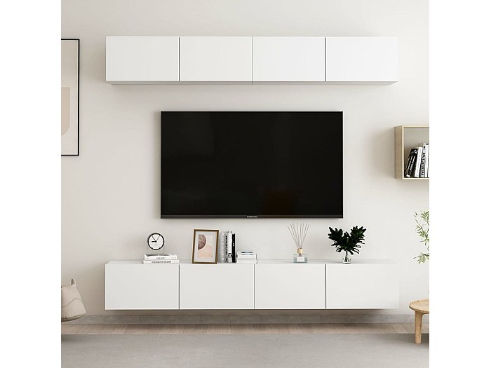 Móveis de TV 4 unidades branco 100x30x30 cm aglomerado