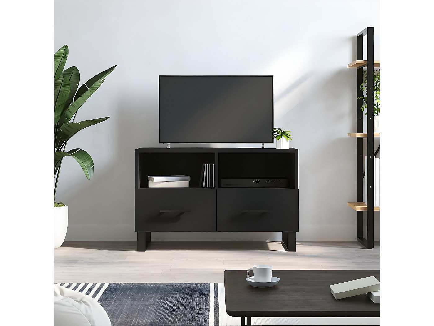 Mueble TV negro 80x36x50 cm Madera contrachapada