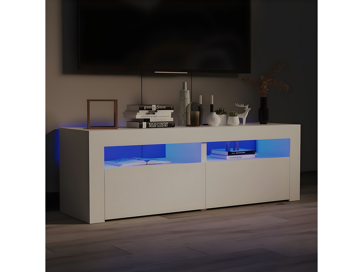 Meuble TV avec lumières LED blanc 120x35x40 cm