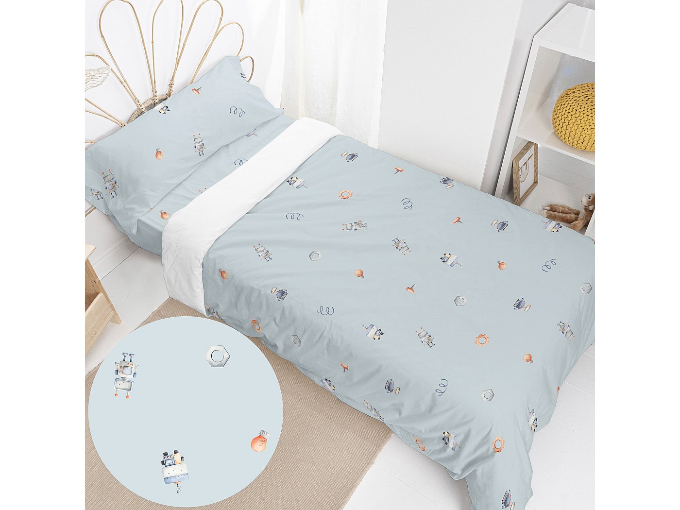 Parure housse de couette 2 pièces 180x220 cm (Lit 105) Nut