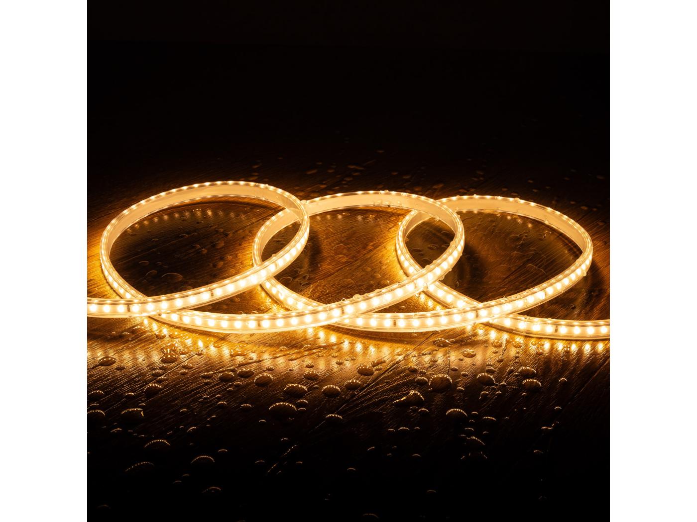 Ledkia Ruban Led 220v Smd2835 120led M Blanc Chaud Ip65 Largeur 12mm