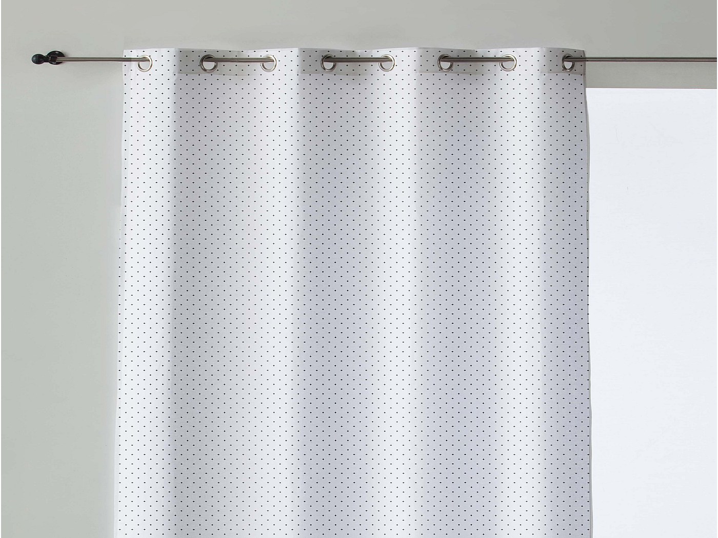 Tenda 100% cotone 175 fili 1 pezzo bianco con pois grigi