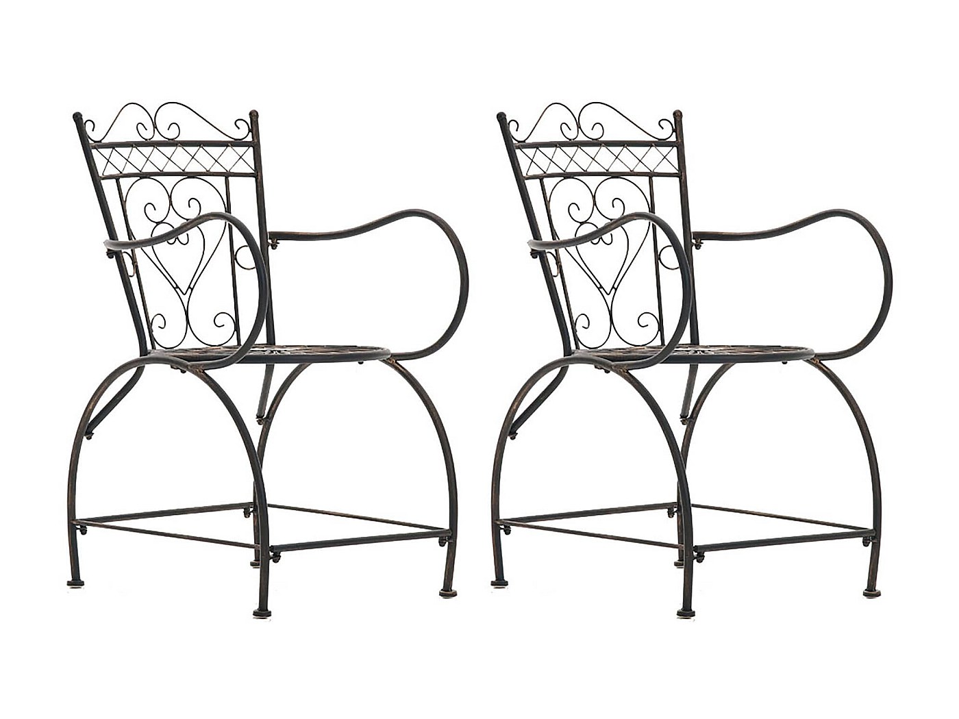 Conjunto de 2 sillas de jardín balcon estilo rústico bronce metal M10 ...
