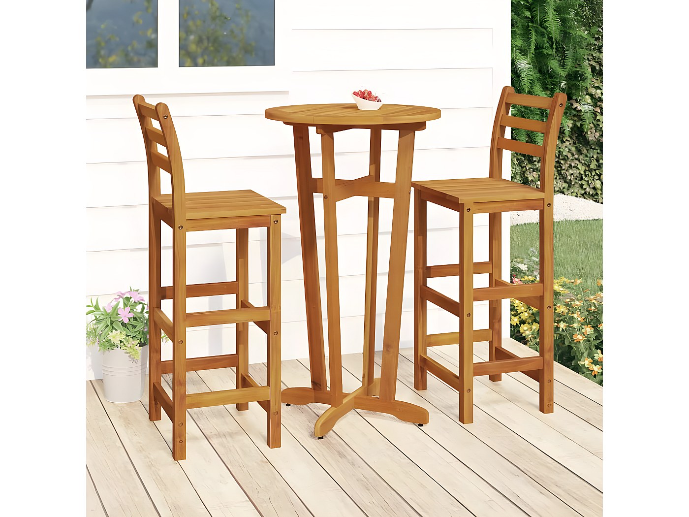 Conjunto de bar para jardim 3 pcs madeira de acácia maciça PT455527