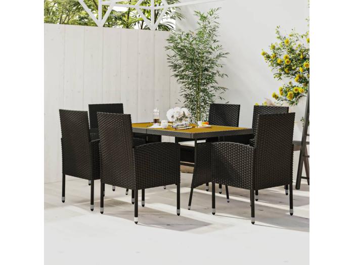 7 Pcs Conjunto De Jantar P Exterior Vime Pe Preto Pt838316