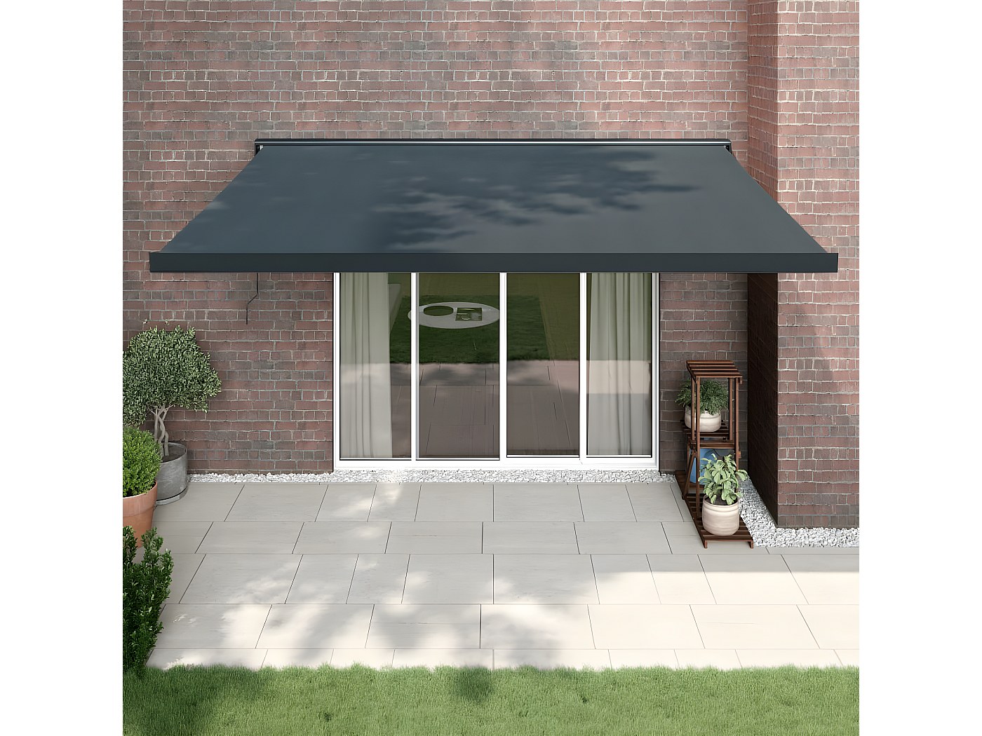 Auvent rétractable anthracite 4,5x3 tissu et aluminium