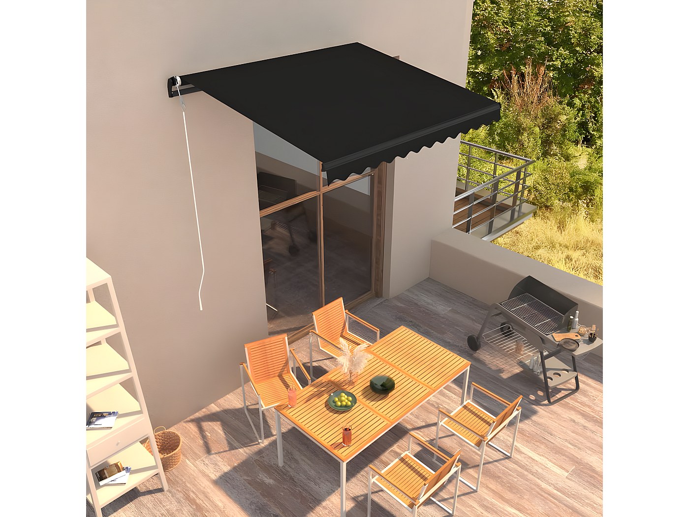 Automatisch uitschuifbaar zonnescherm 300x250 Antraciet