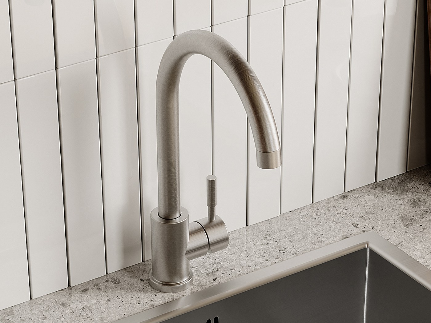 Kraan voor keuken van roestvrij staal - Grijs - ROMILY