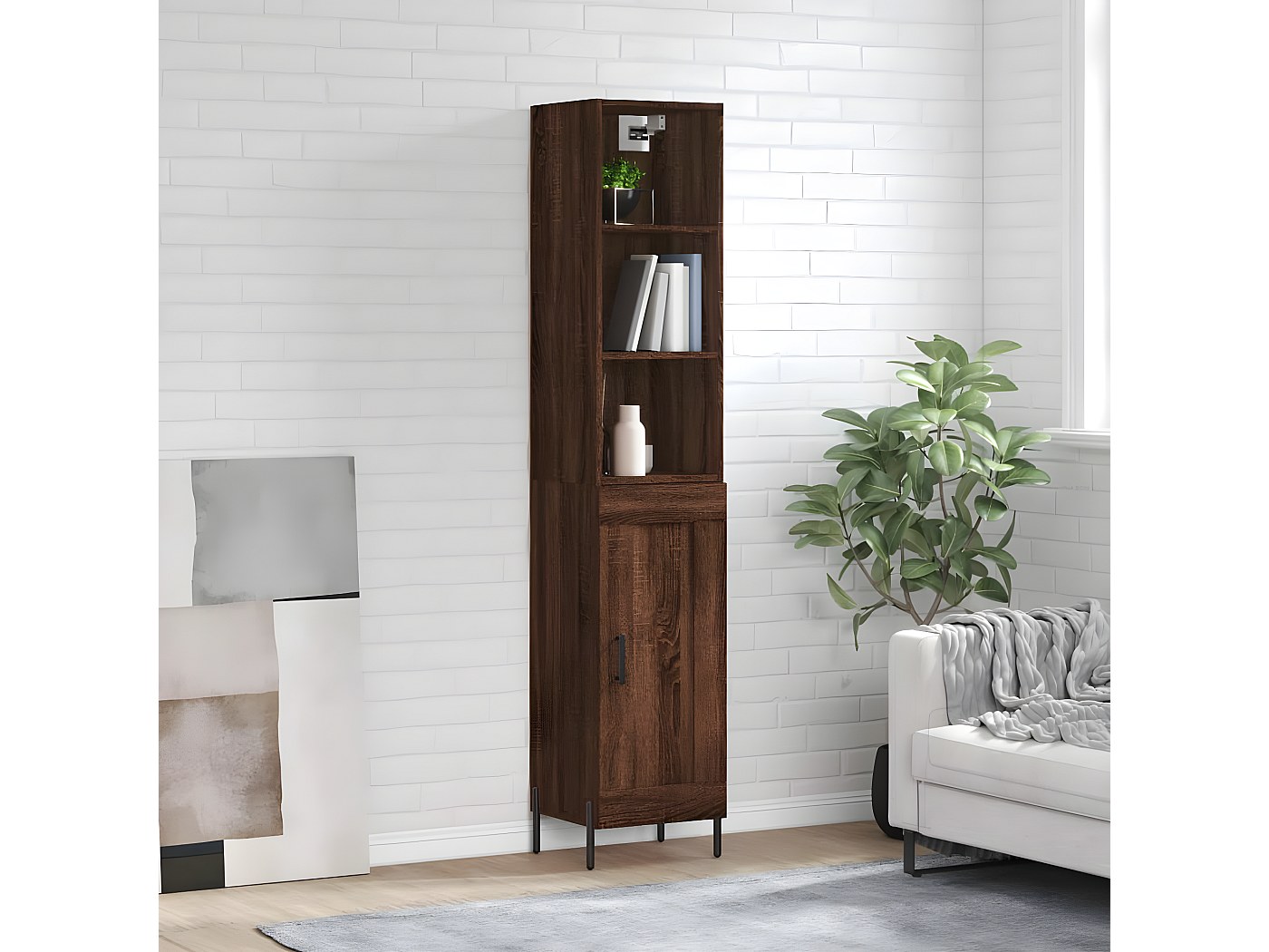 Credenza alta Rovere marrone 34,5x34x180 cm MDF