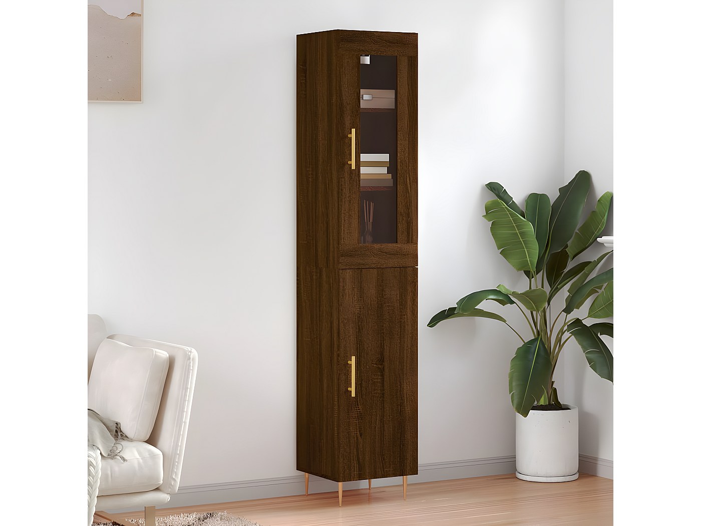 Credenza alta Rovere marrone 34,5x34x180 cm MDF