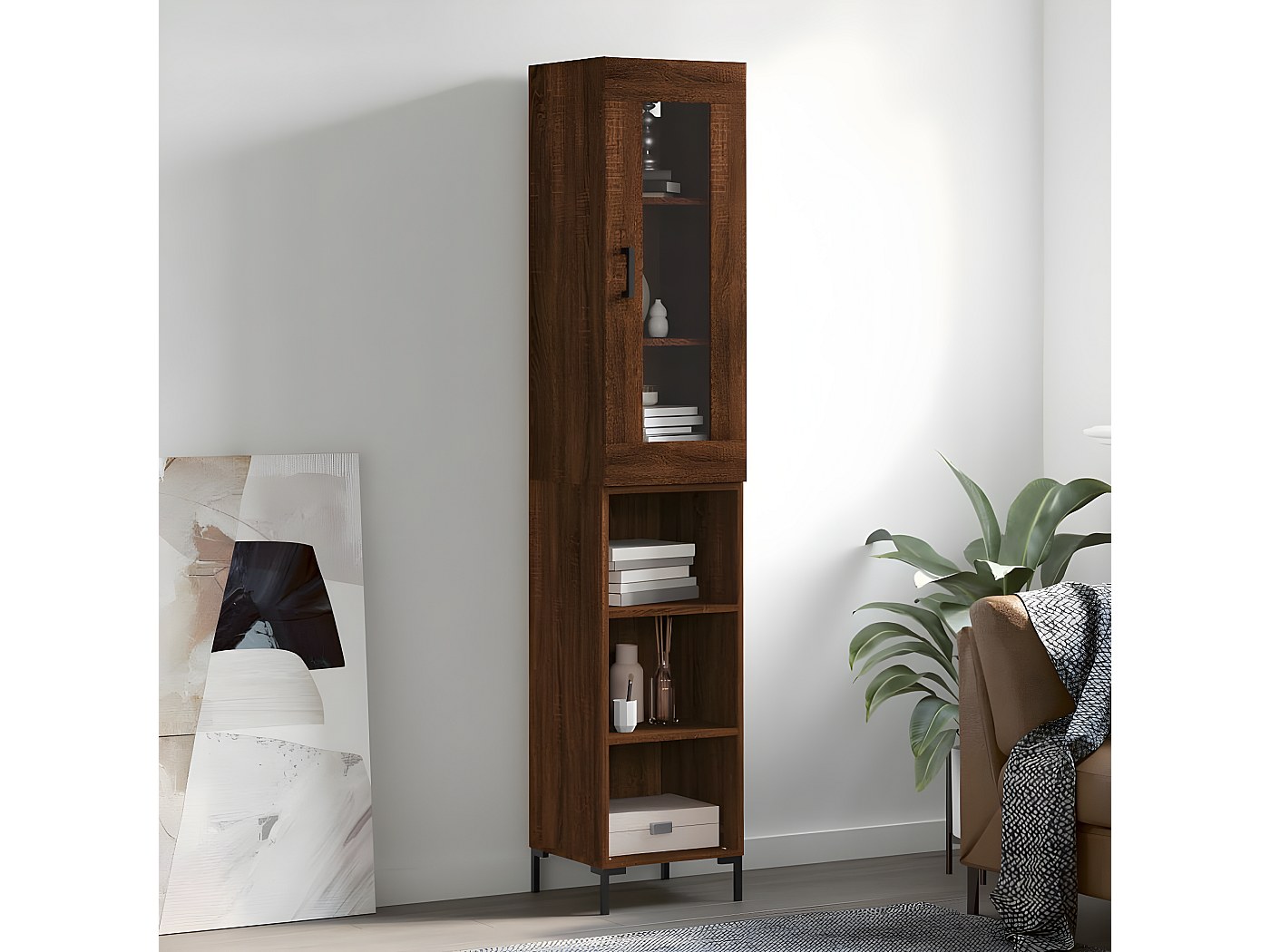 Credenza alta Rovere marrone 34,5x34x180 cm MDF