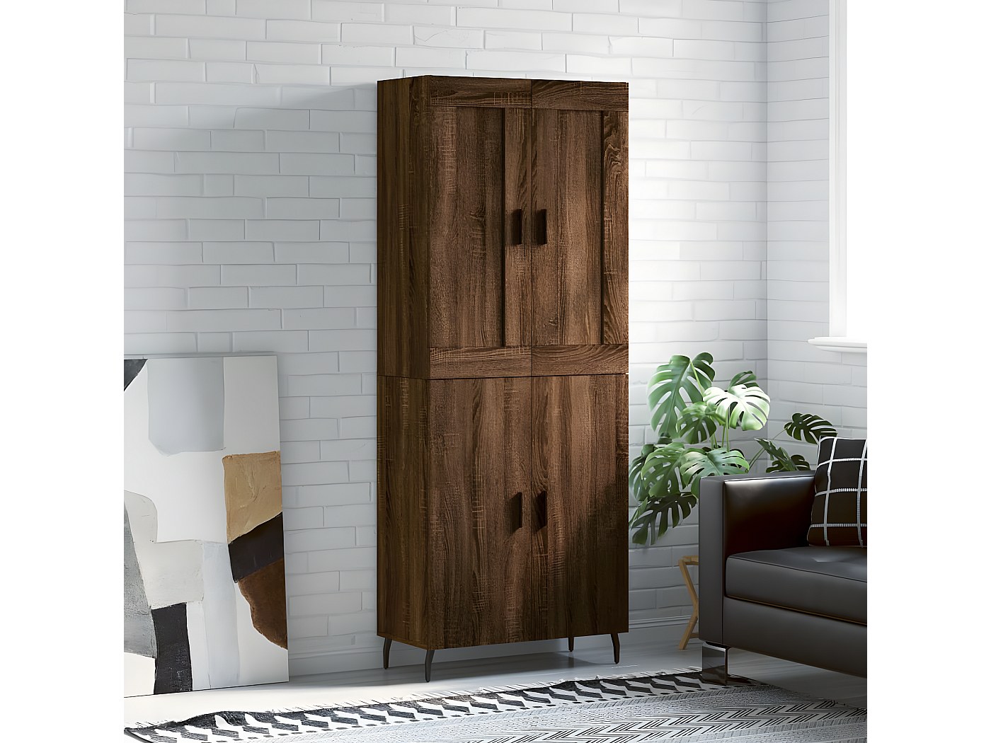 Credenza alta Rovere marrone 69,5x34x180 cm MDF