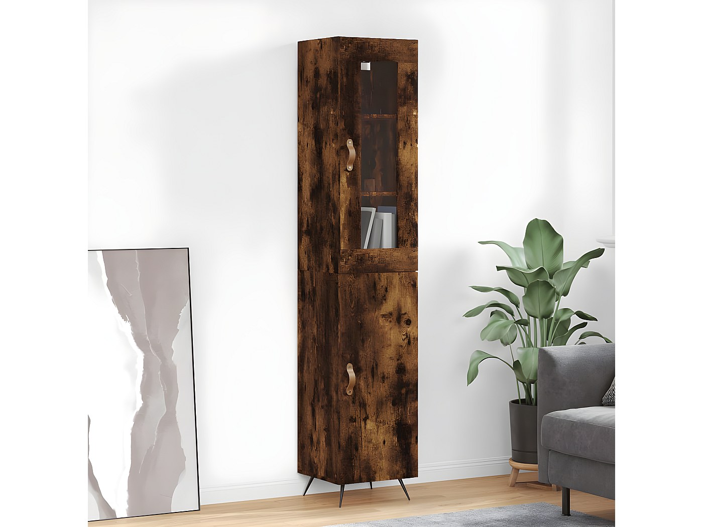 Credenza alta Rovere affumicato 34,5x34x180 cm MDF