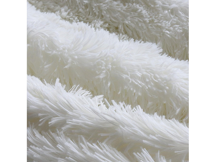 Reuze witte poef met nepbont, 180 cm