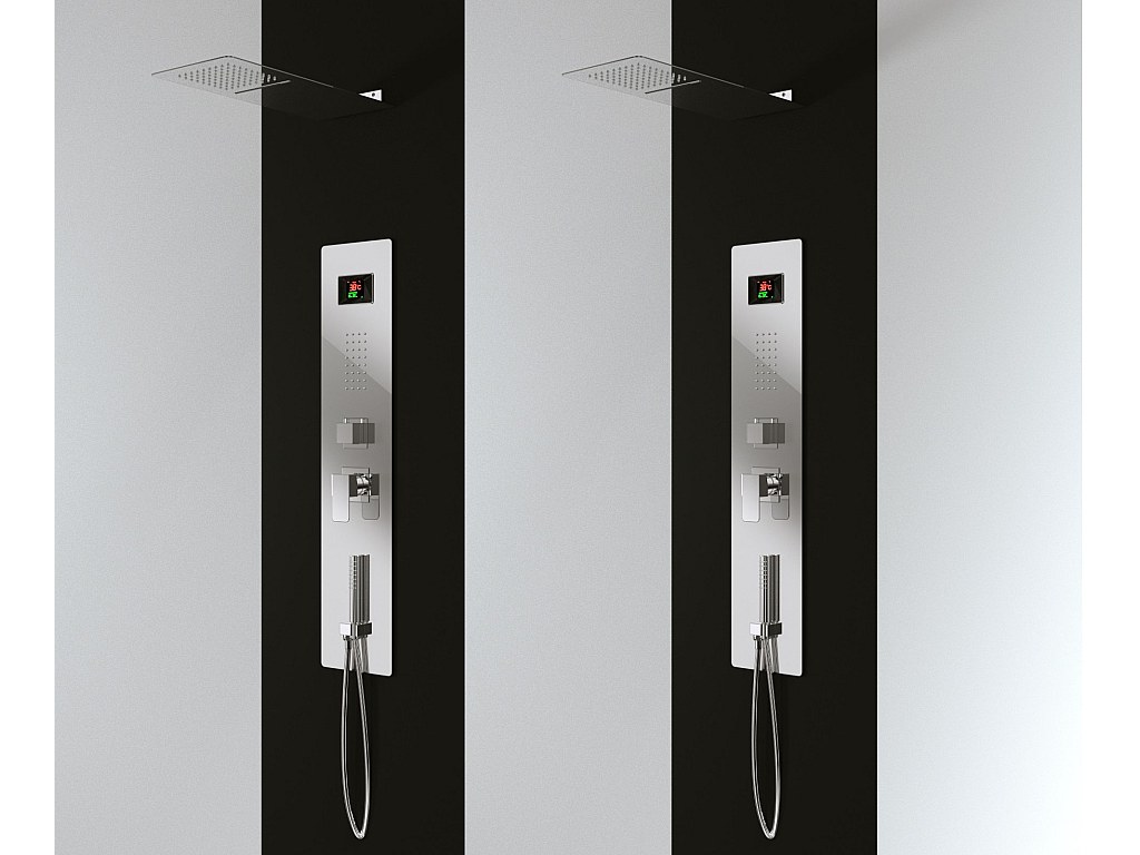 Panneau douche en acier inox avec 4 fonctions, inclu le flexible, la ...