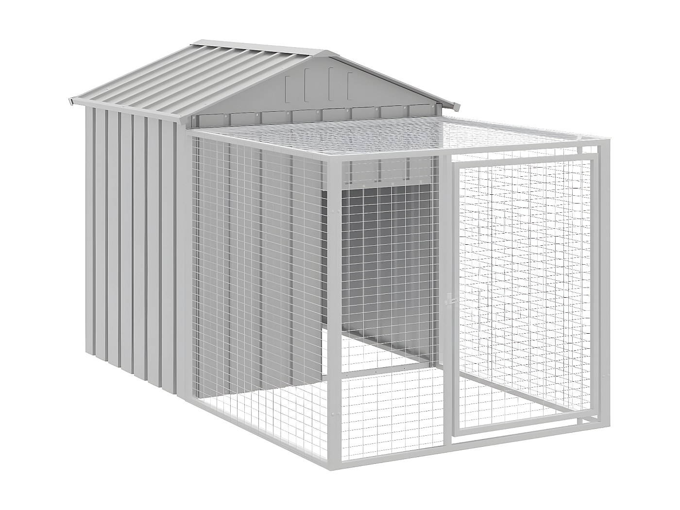 Galinheiro com anexo 117x201x123 cm aço galvanizado cinza-claro PT582743