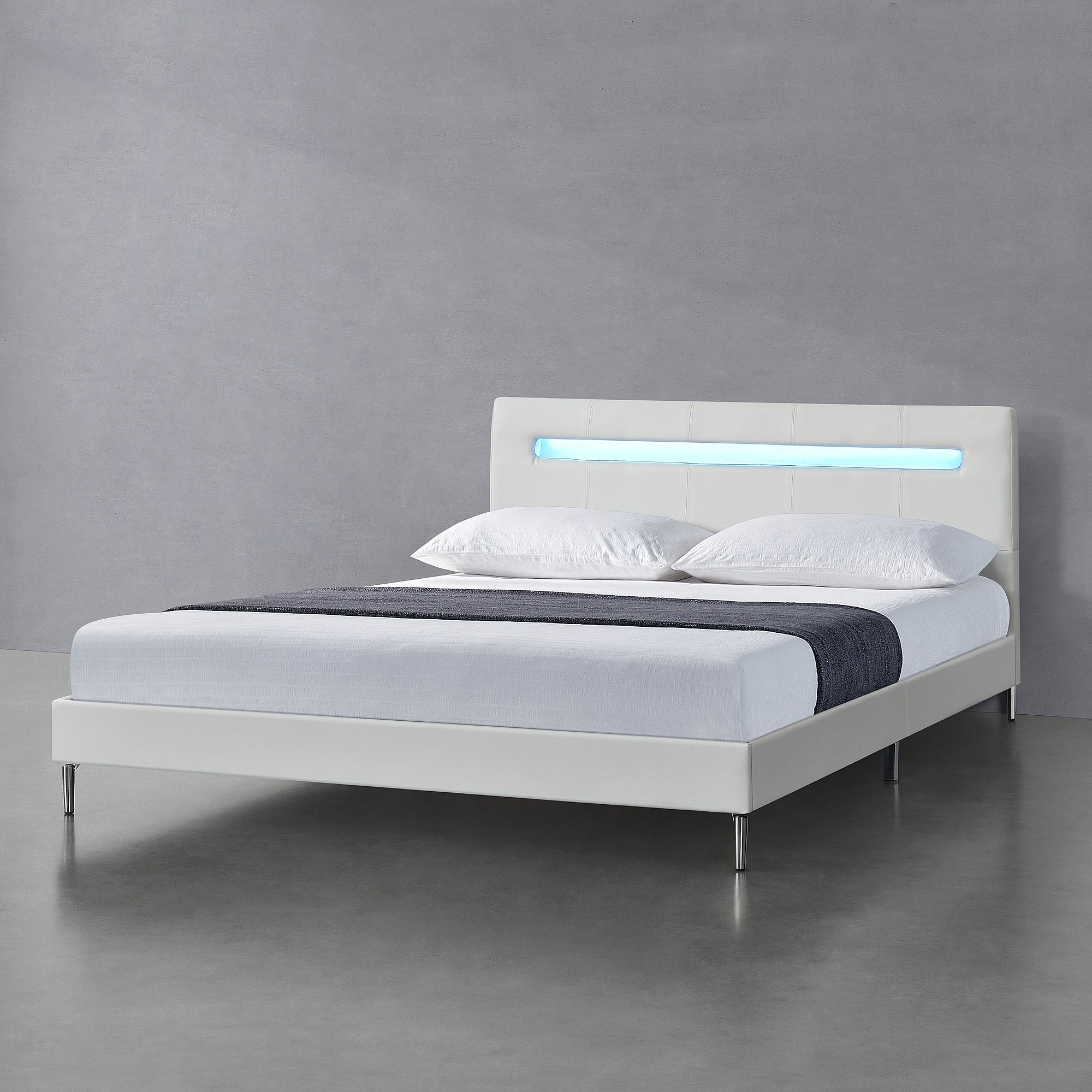 Cadre de Lit Double Taastrup avec LED RVB MDF Similicuir 140 x 200 cm ...