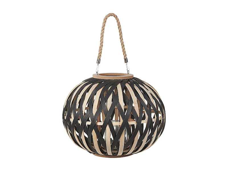 Kaarslantaarn naturel/zwart 37 cm BESAH