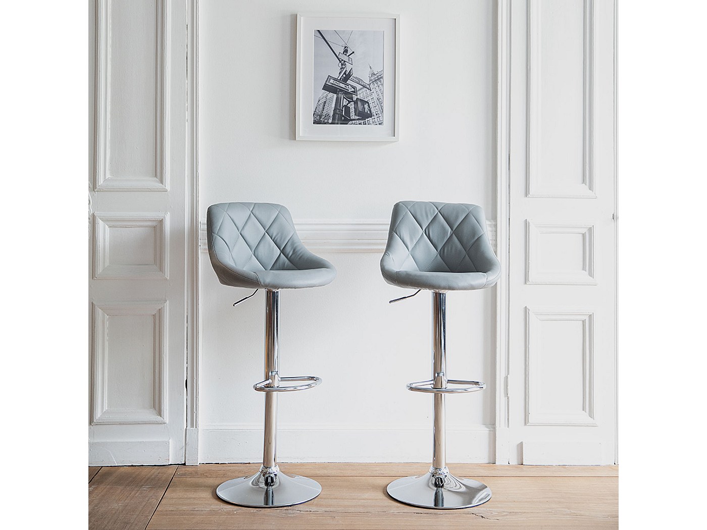 Lot de 2 tabourets de bar gris JASPER