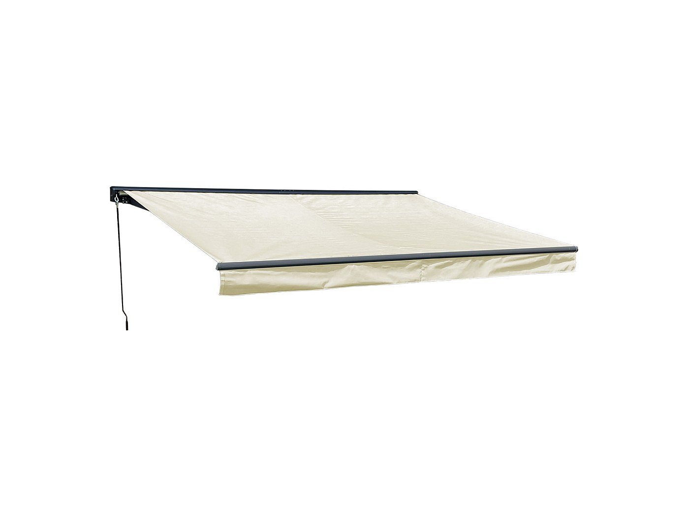 SAULE luifel 3.95 × 3m met half luifel - Beige doek en grijze structuur