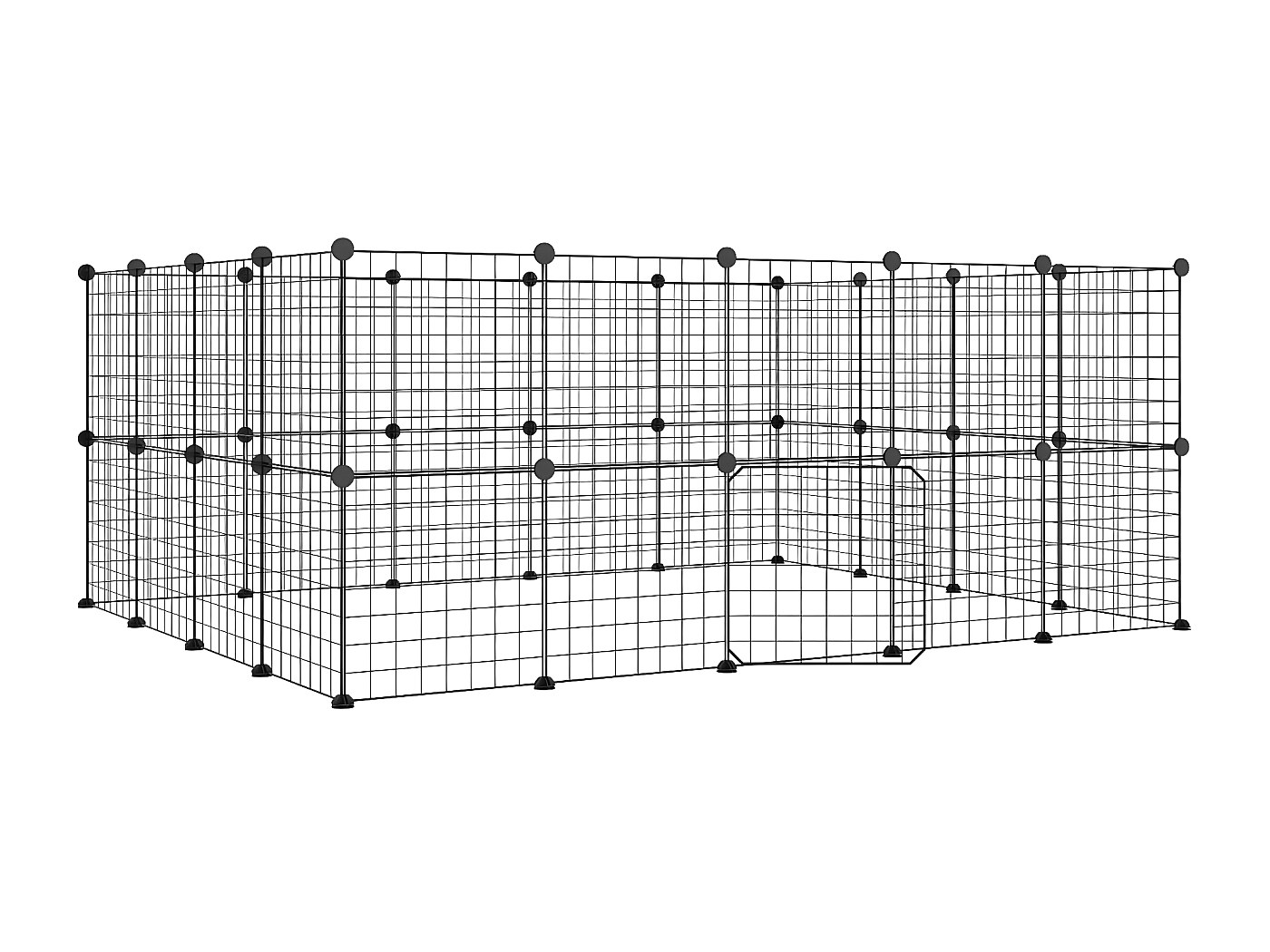 Cage animaux de compagnie à 36 panneaux et porte Noir 35x35 cm RG3Q27920