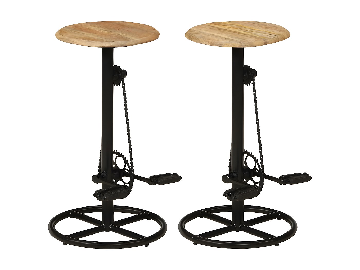 Juego de 2 Taburetes de barra de cocina madera maciza de mango ES47891