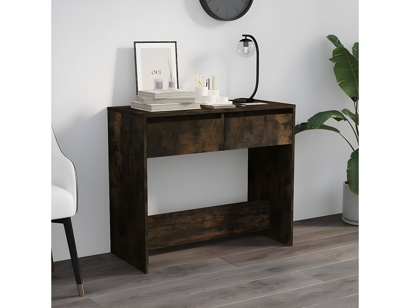 Table console Chêne fumé 89x41x76,5 cm Acier GHR35619